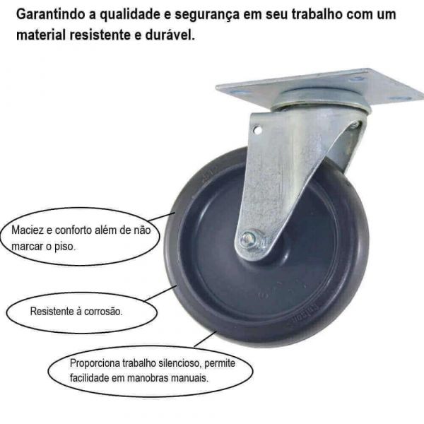 Rodízio Placa Giratório 512 Performa 100Kg Colson